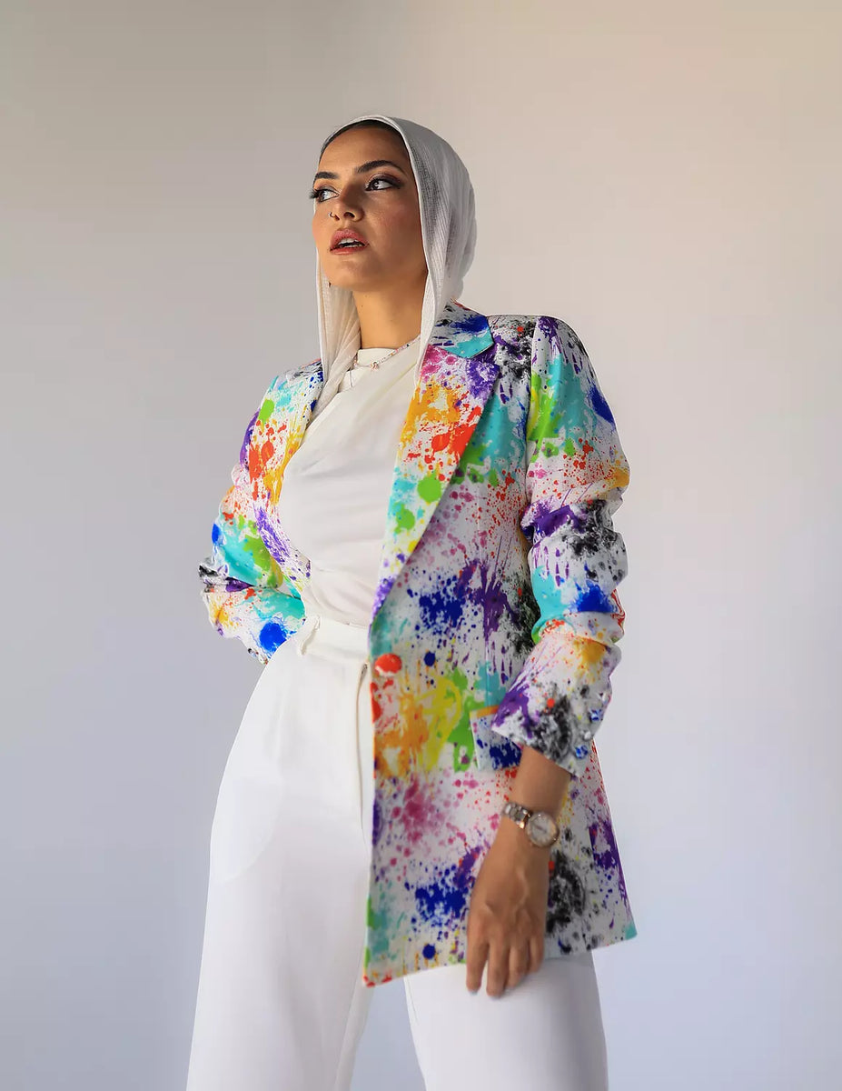 Light-Spray Paint Printed Blazer – Sara Yousry