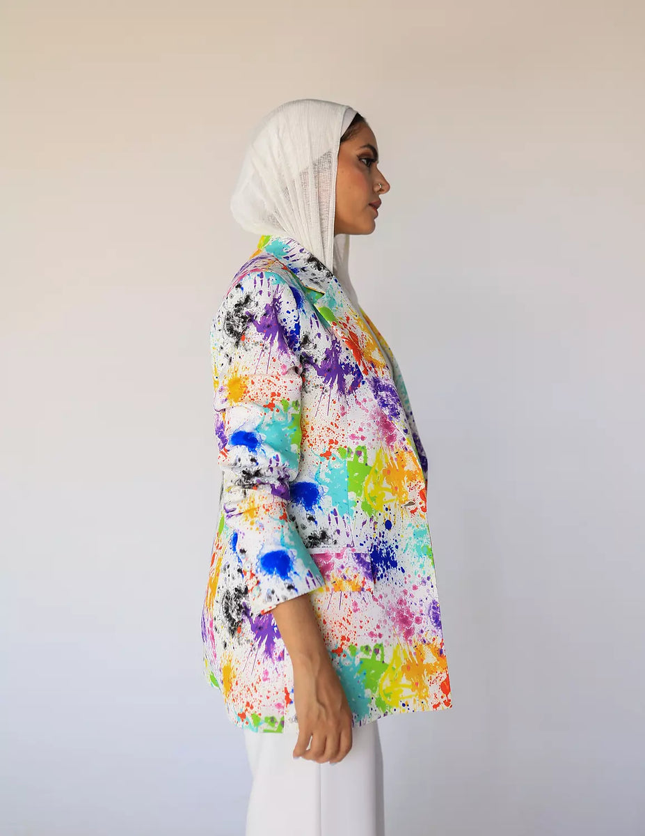 Light-Spray Paint Printed Blazer – Sara Yousry